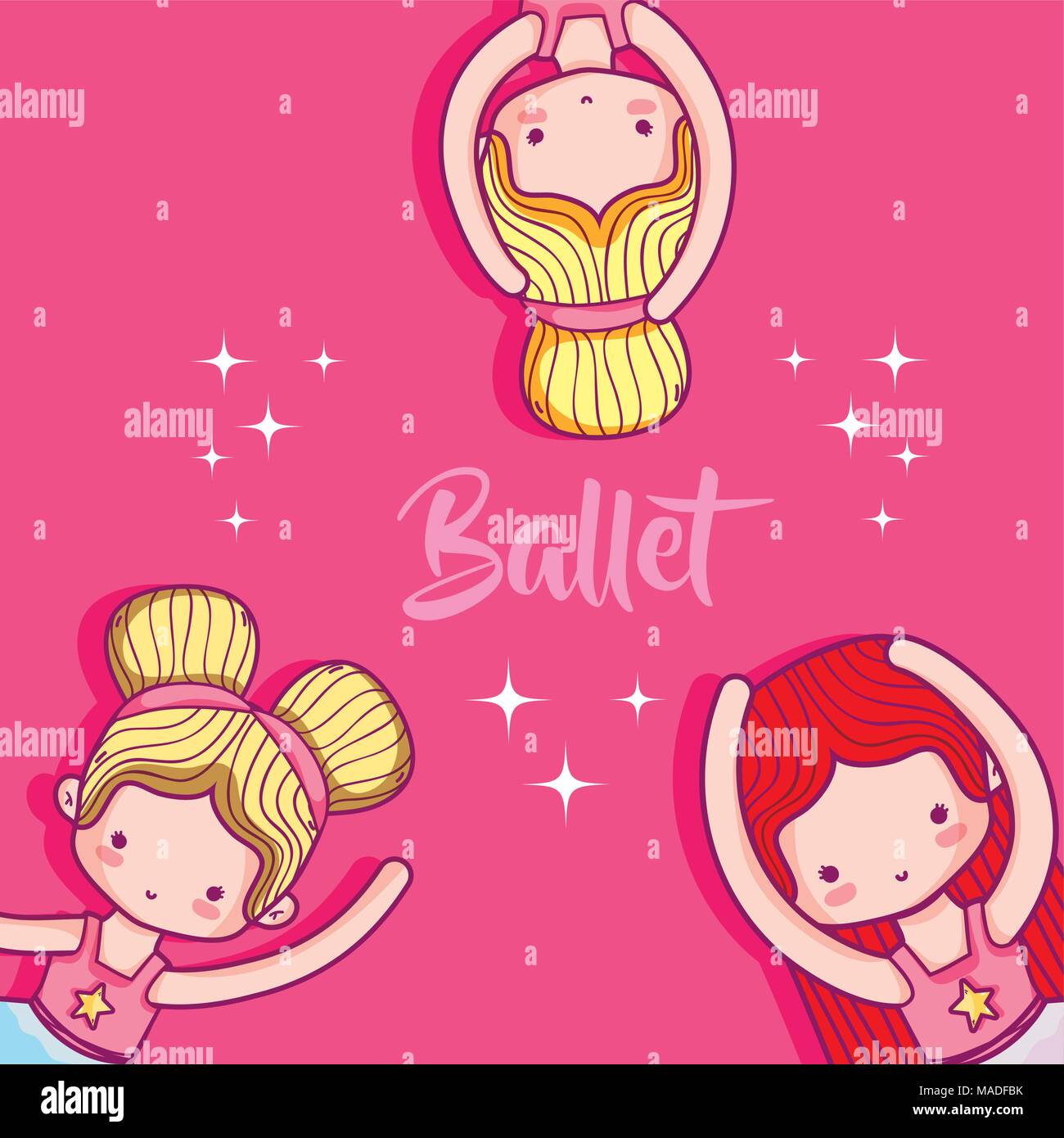 Cute girls ballet dancers frame cartoons vector illustration graphic ...