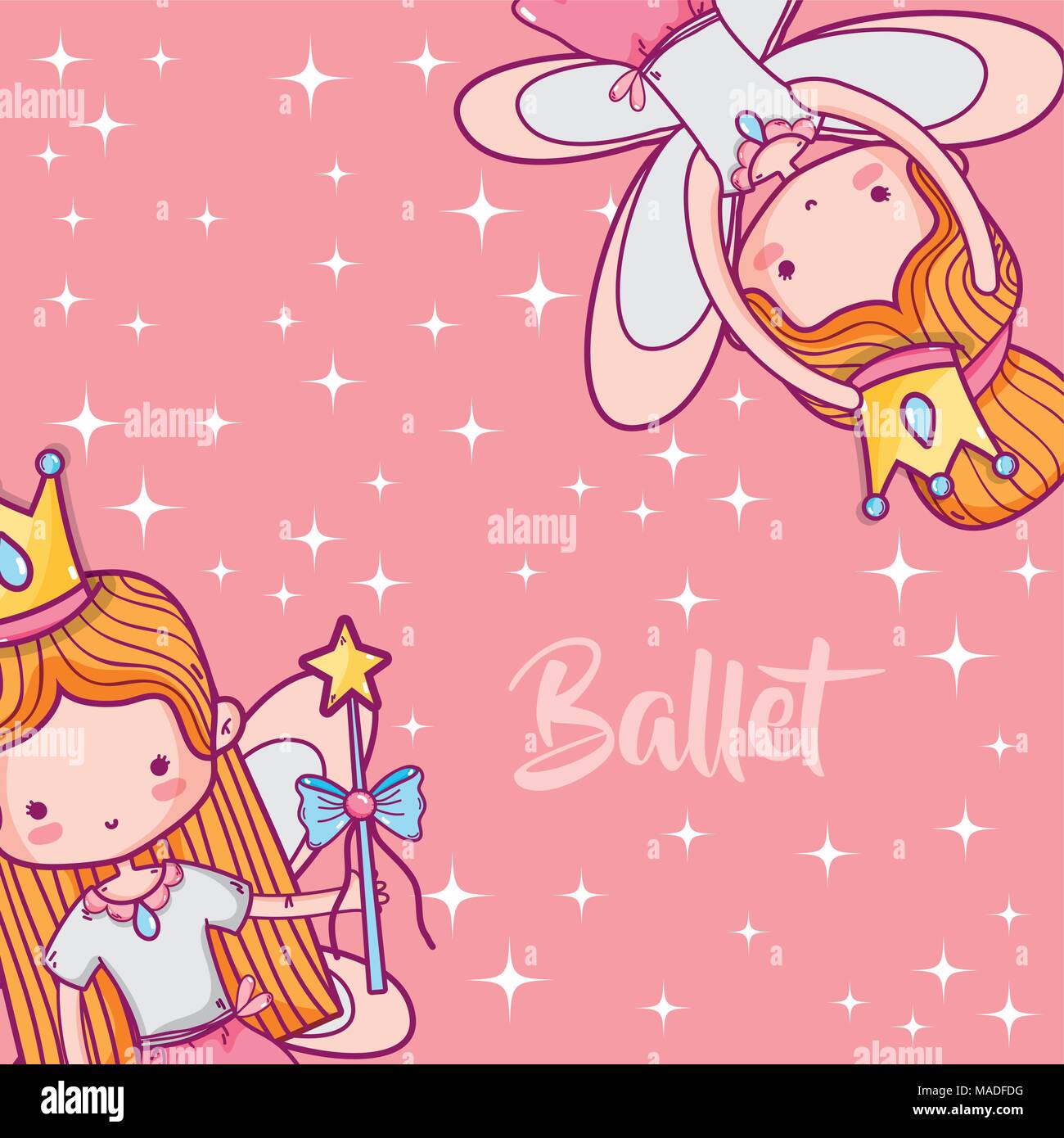 Cute girls ballet dancers frame cartoons vector illustration graphic ...