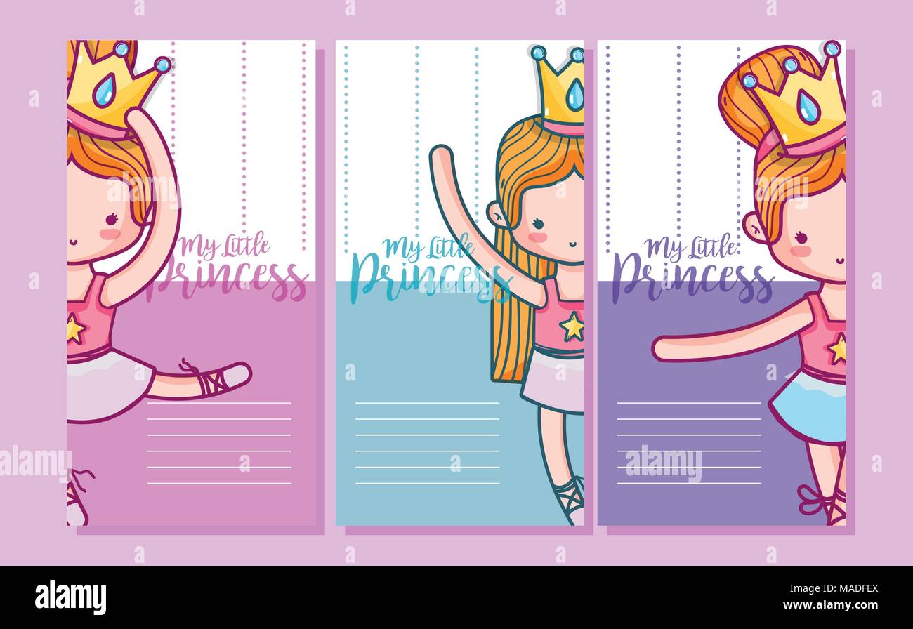 Set of my little princess cards for girls vector illustration graphic ...