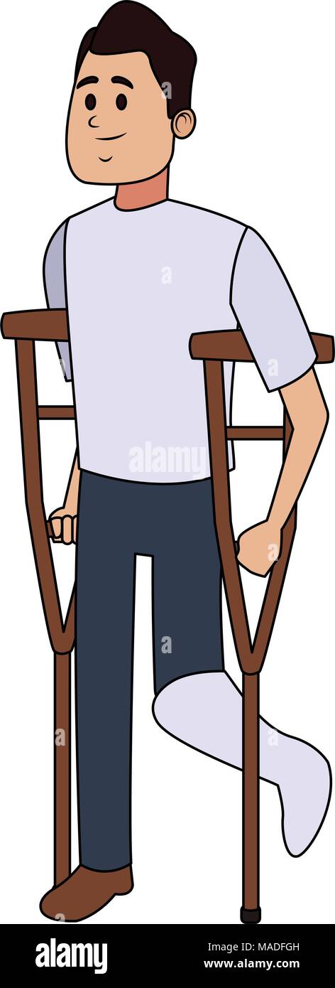 Man walking with leg cast Stock Vector Image & Art - Alamy