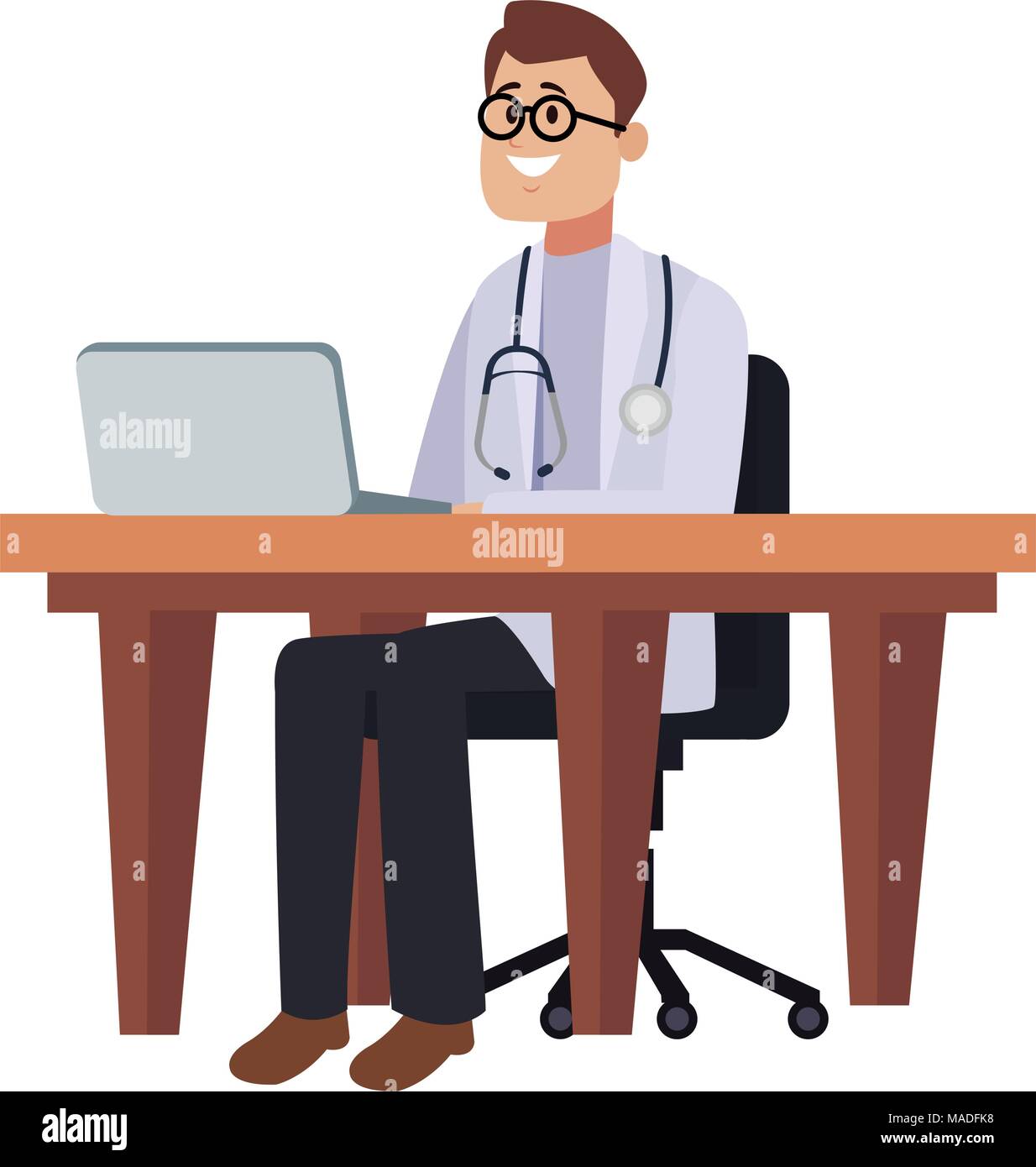 Doctor man seated at desk Stock Vector Image & Art - Alamy