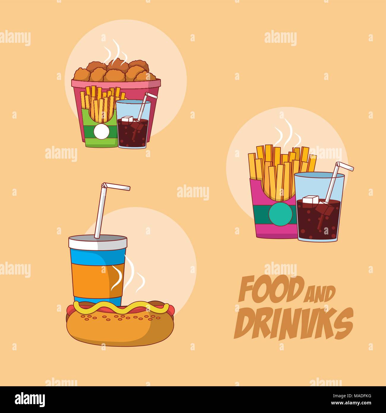 Set of Foods and drinks vector illustration graphic design Stock Vector ...