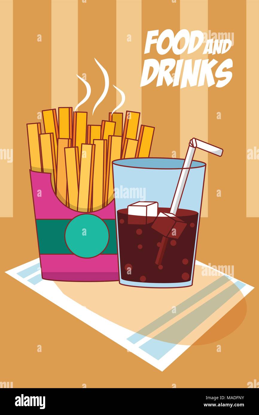 French fries and soda vector illustration graphic design Stock Vector ...