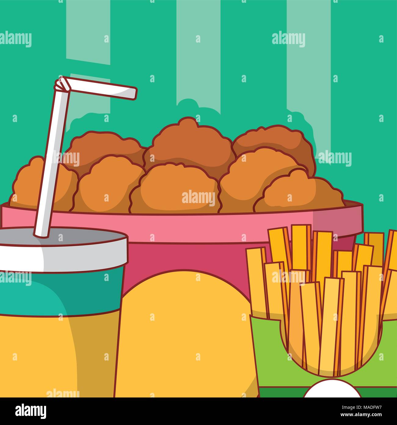 Nugget combo with french fries and soda vector illustration graphic ...