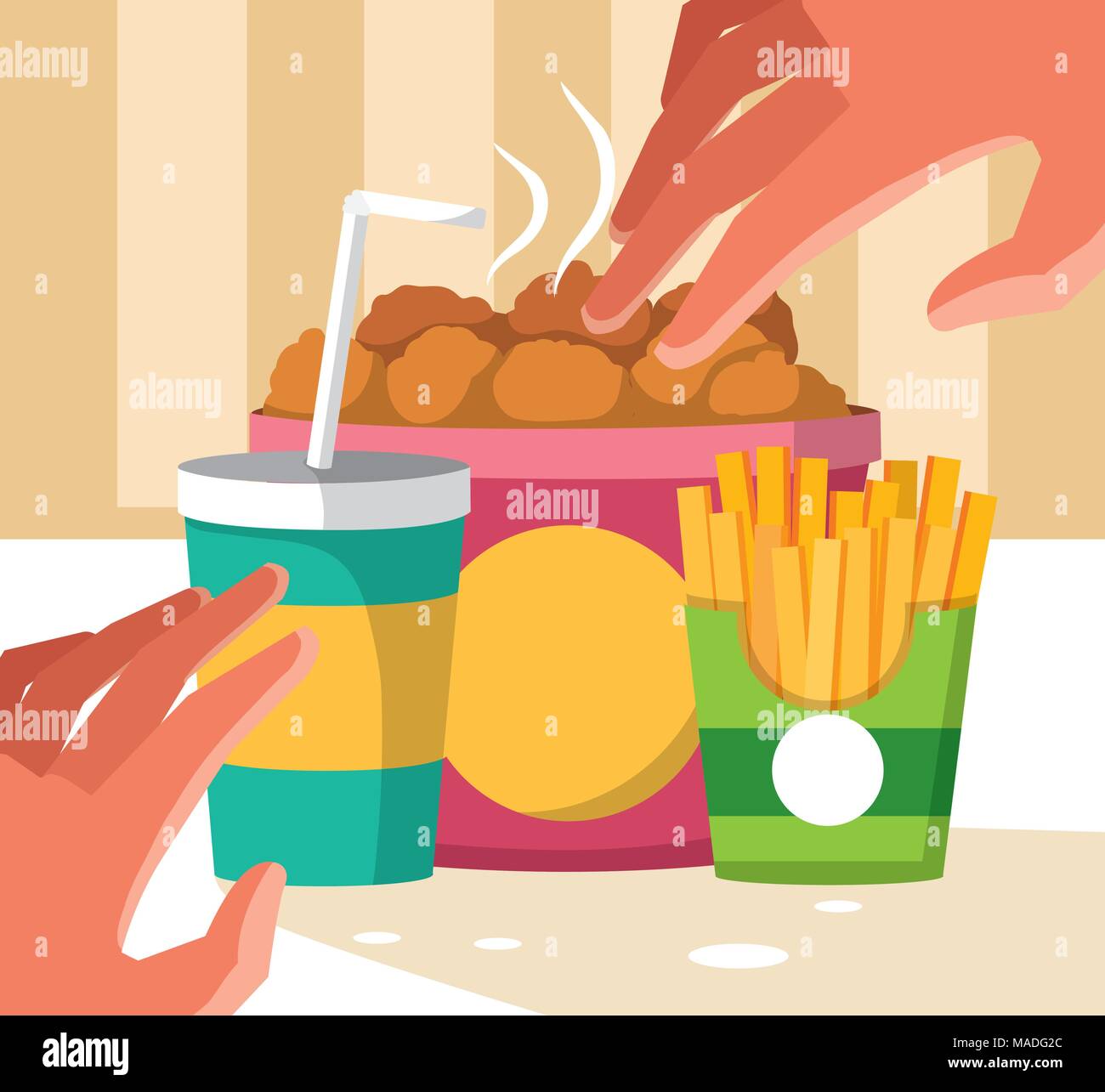 Hand grabbing fast food vector illustration graphic design Stock Vector ...