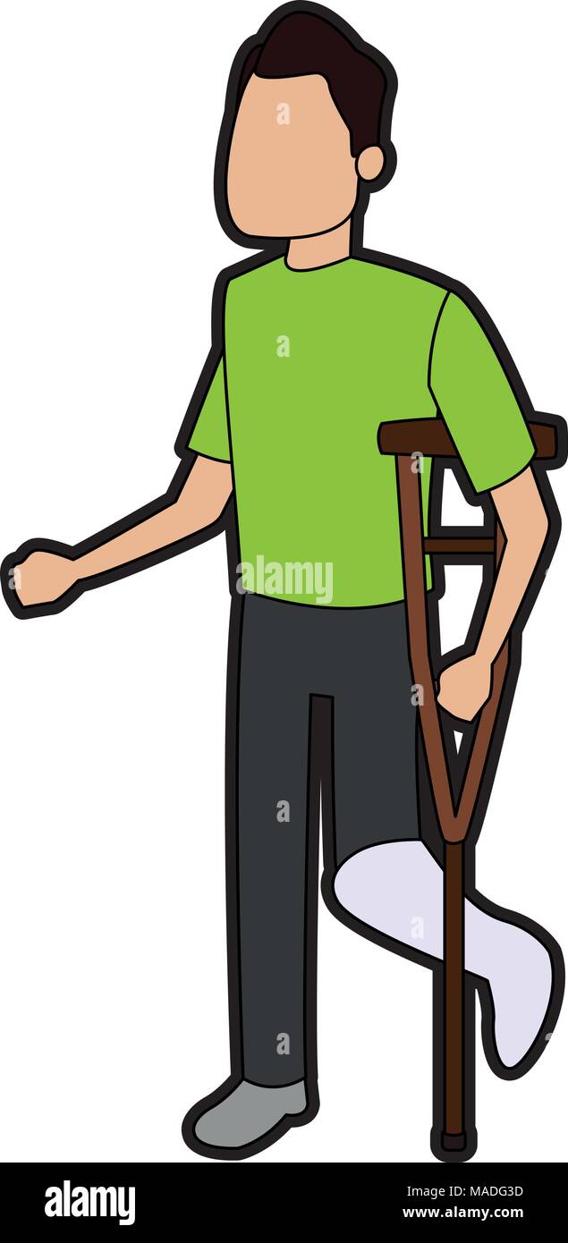 Man walking with leg cast Stock Vector Image & Art - Alamy