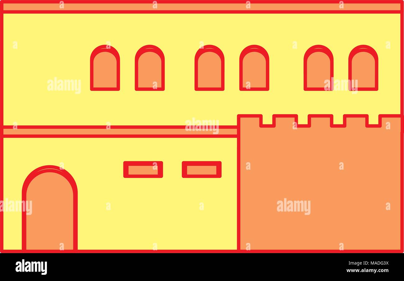 duo color arabic house with windows and door design vector illustration ...