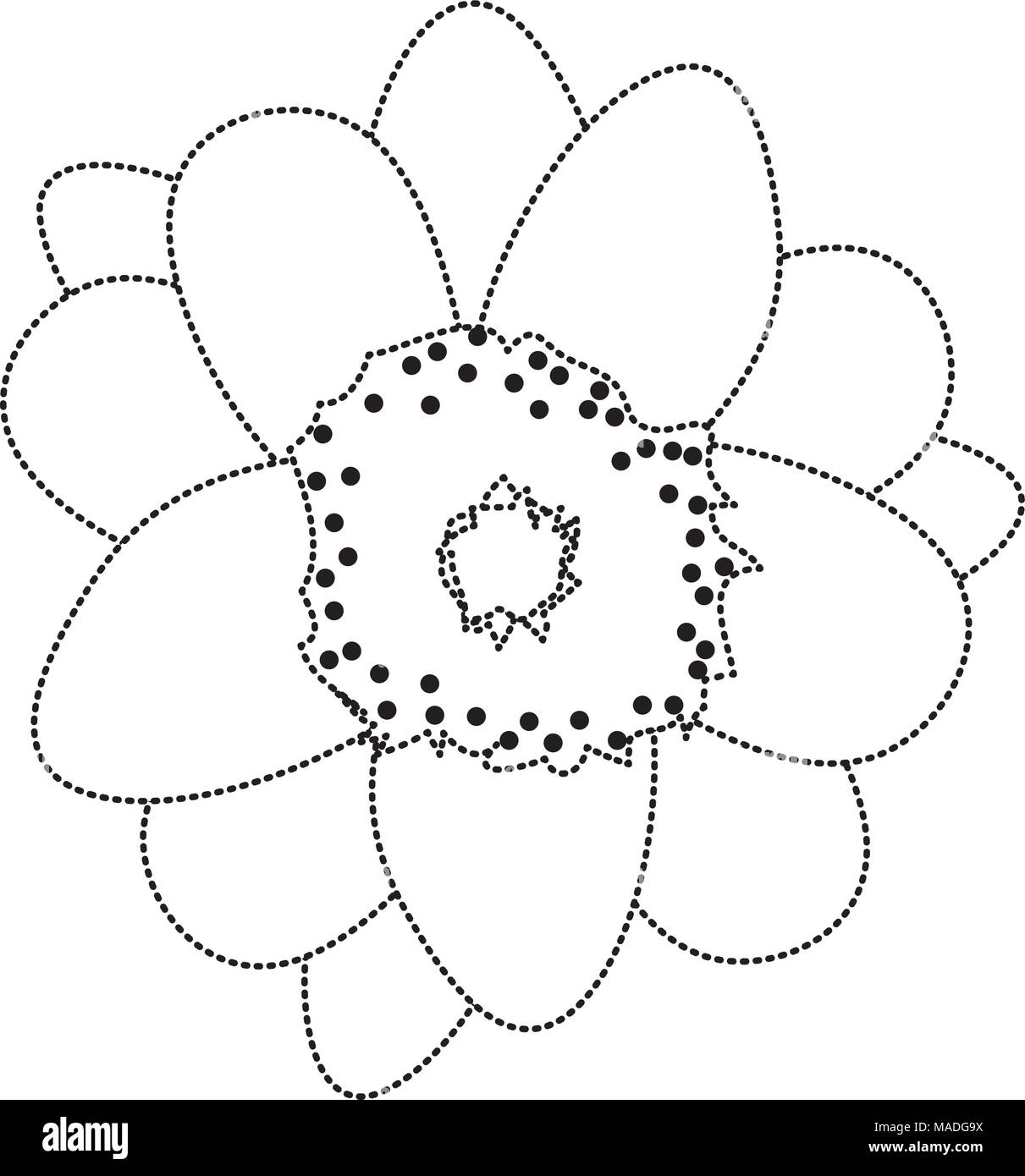 dotted shape cute flowers with cute nature petals vector illustration ...