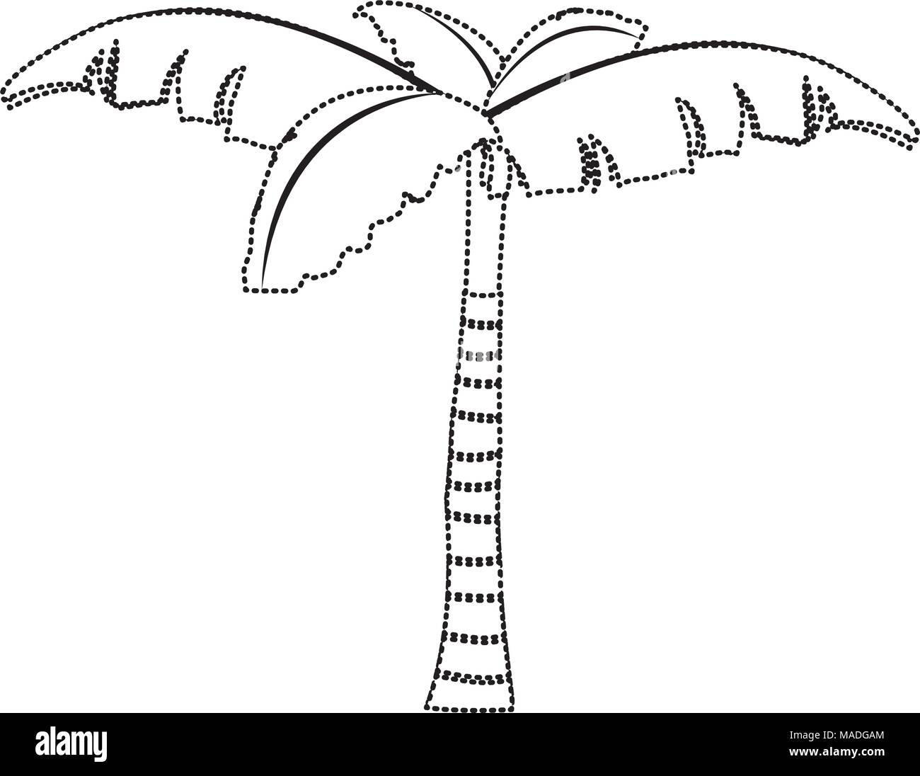 dotted shape nature palm tree with leaves design vector illustration ...