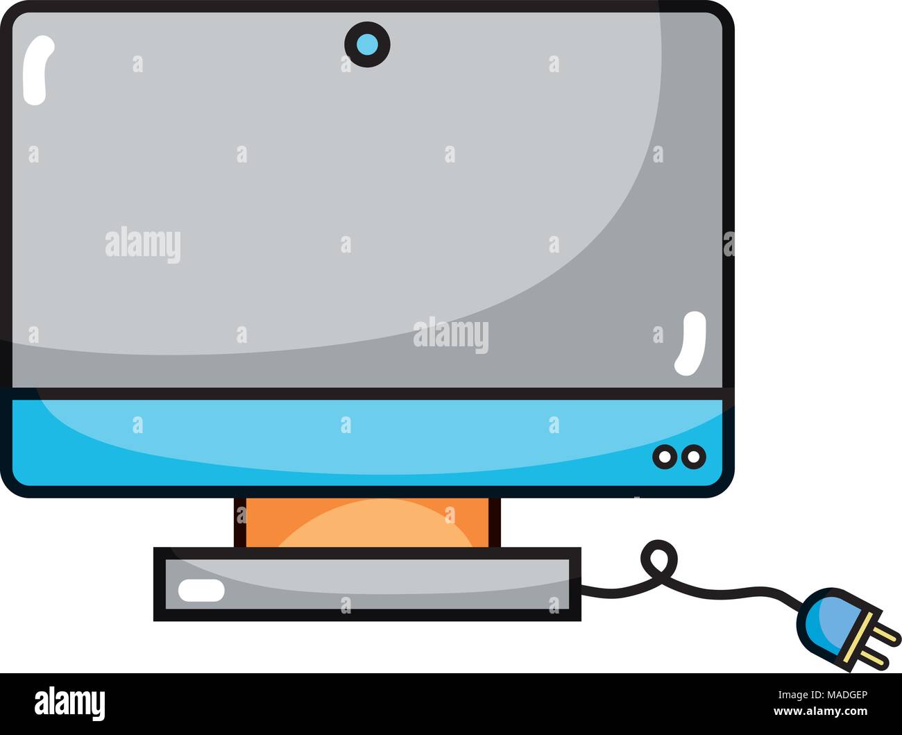electronic computer screen with power cable vector illustration Stock ...