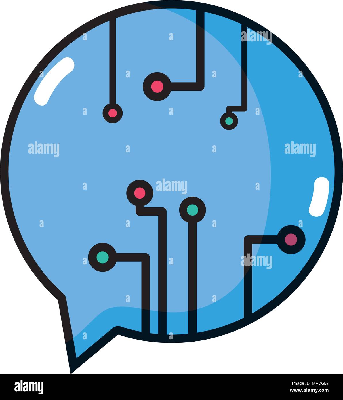 circuits inside chat bubble to digital information vector illustration ...