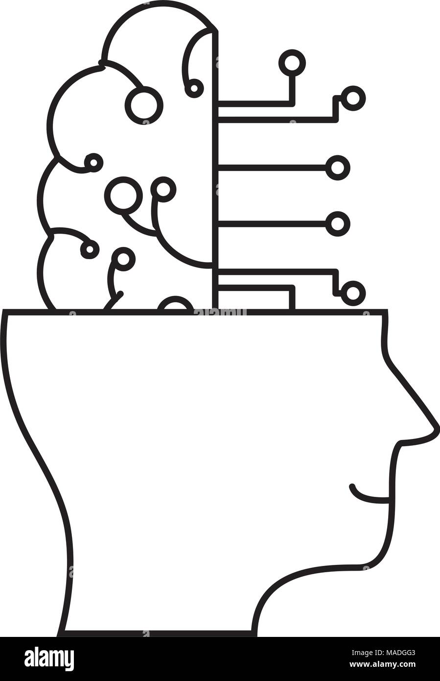line brain circuits to artificial intelligence technology vector ...
