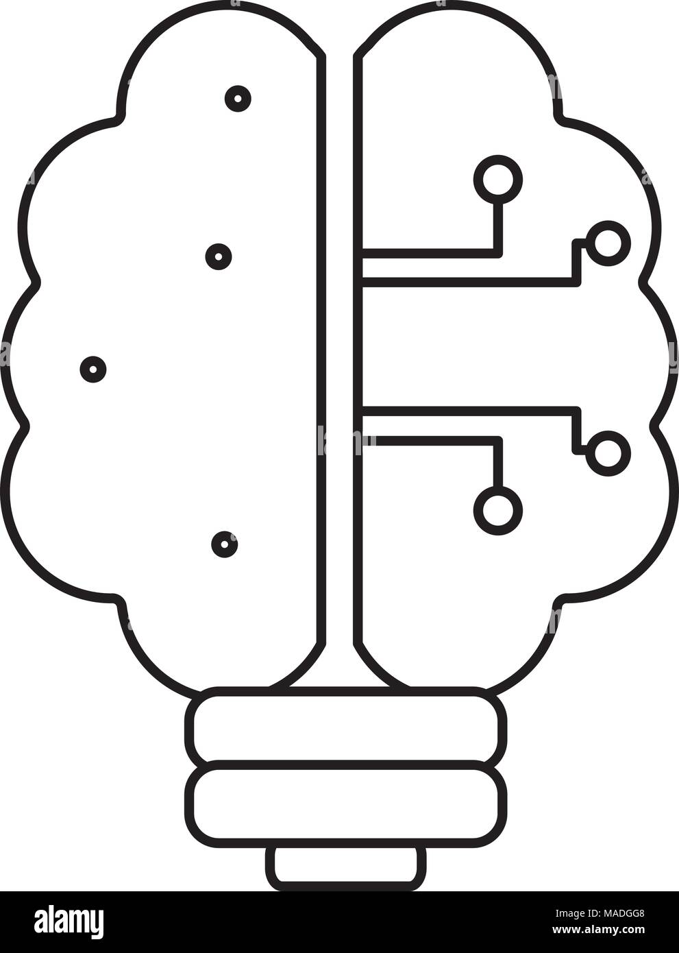 line brain bulb technology to artificial intelligence vector ...
