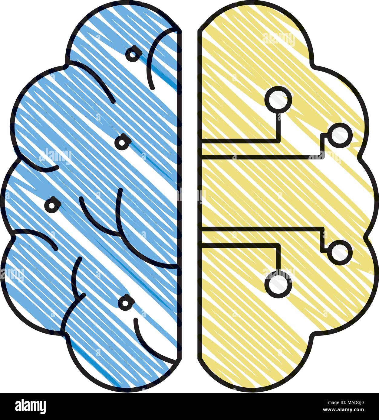doodle brain with circuits to artificial intelligence information ...