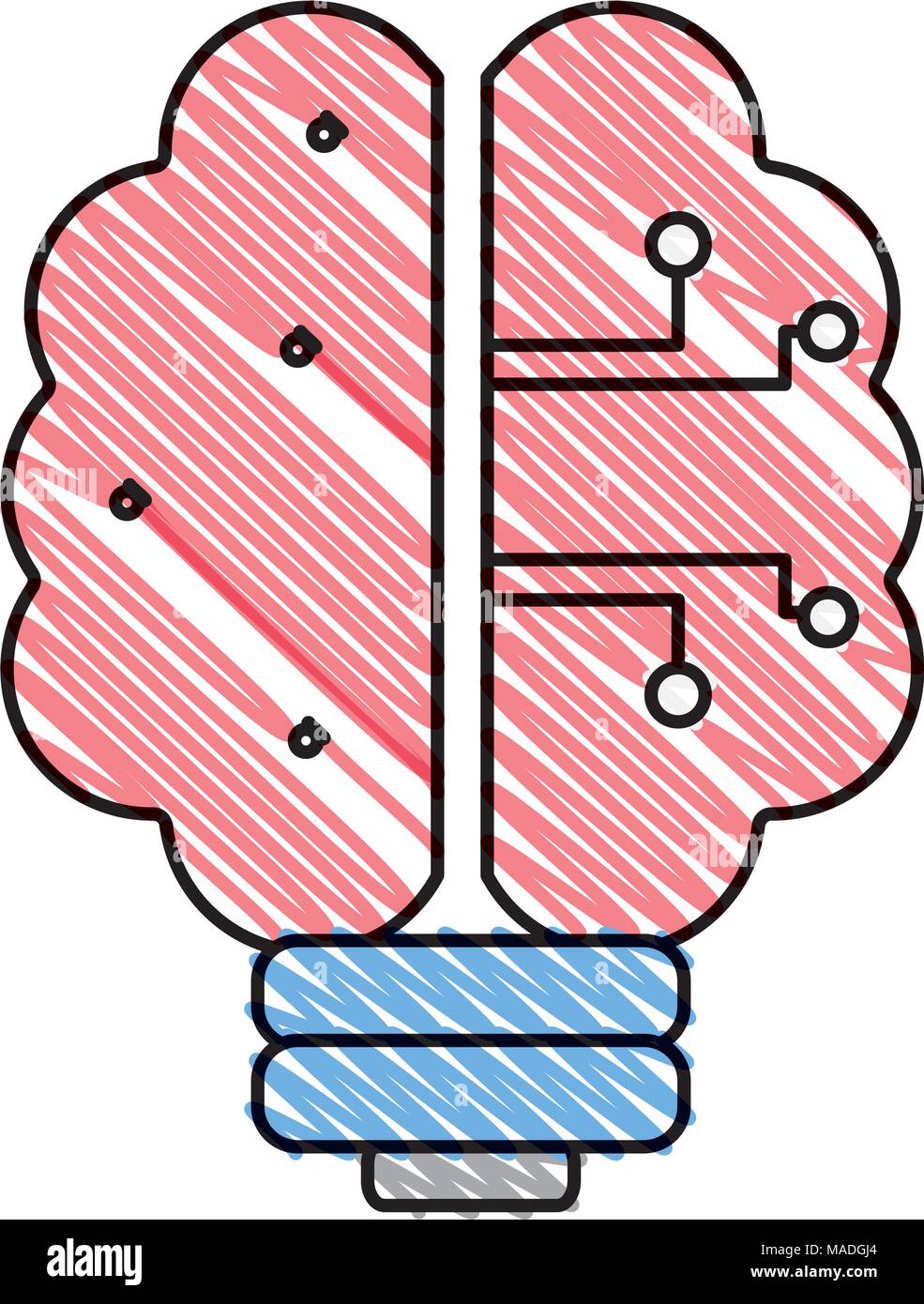 doodle brain bulb technology to artificial intelligence vector ...