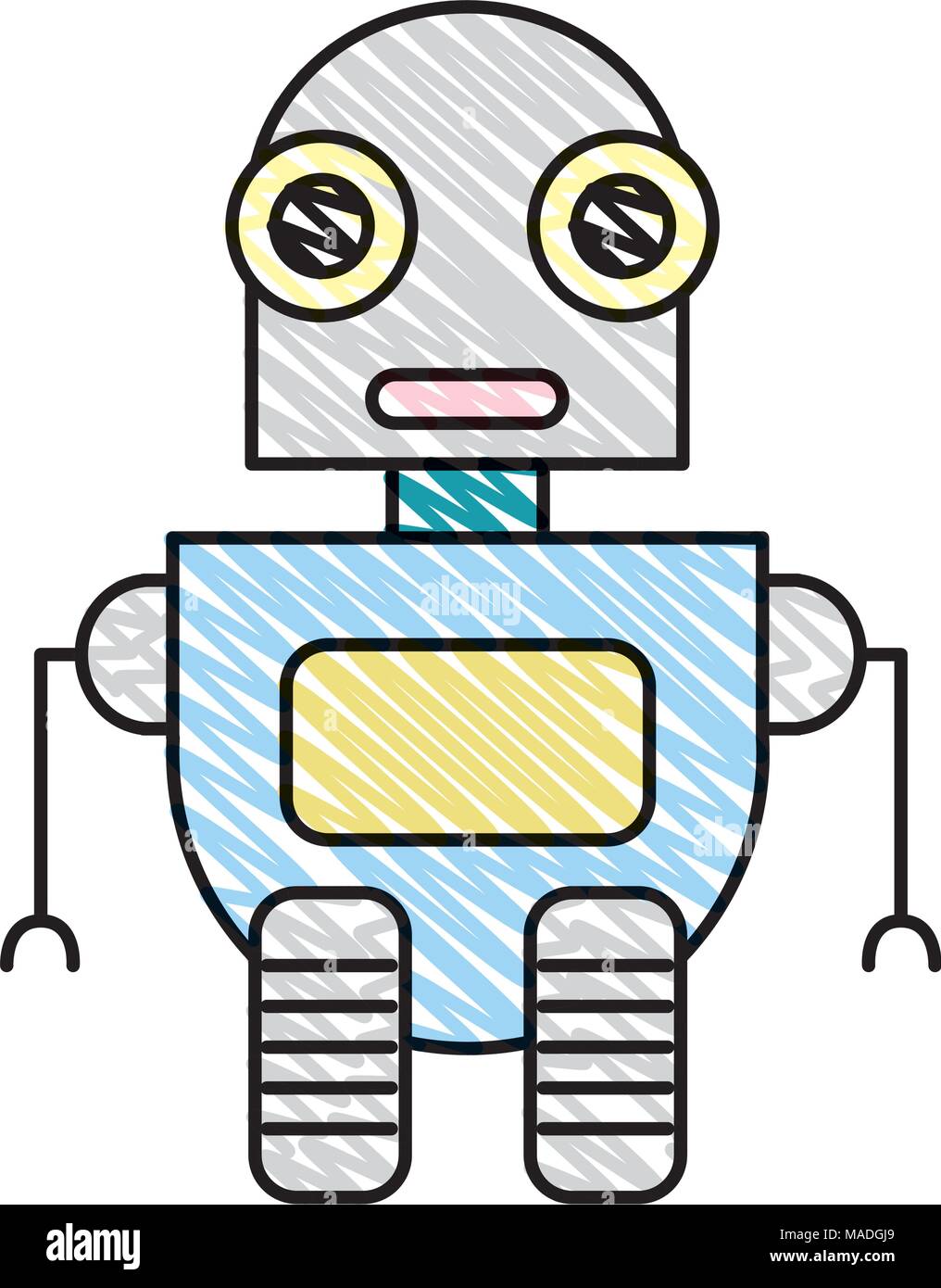 doodle futuristic robot technology with artificial intelligence vector ...