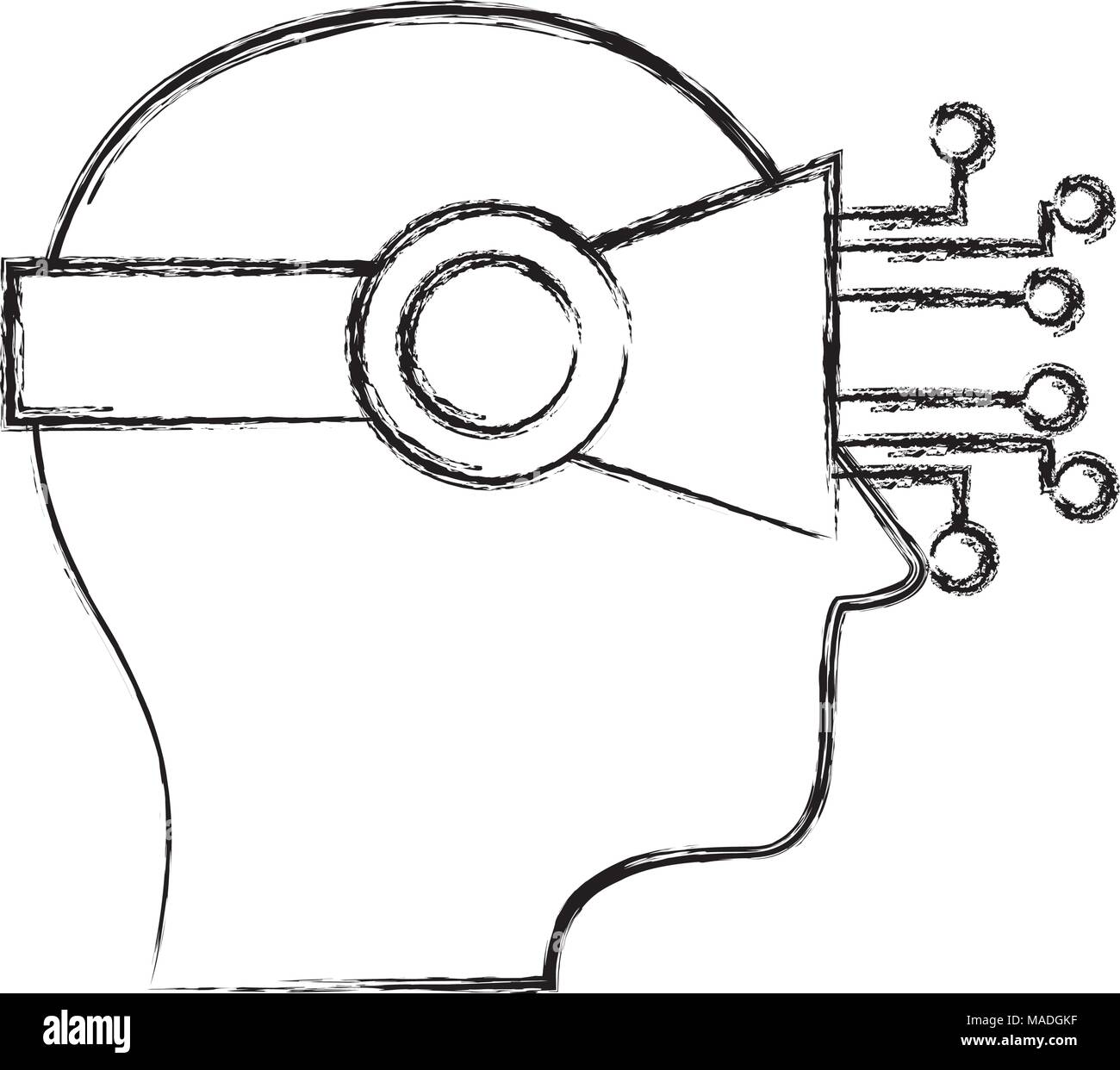 grunge future artificial visual digital technology vector illustration ...