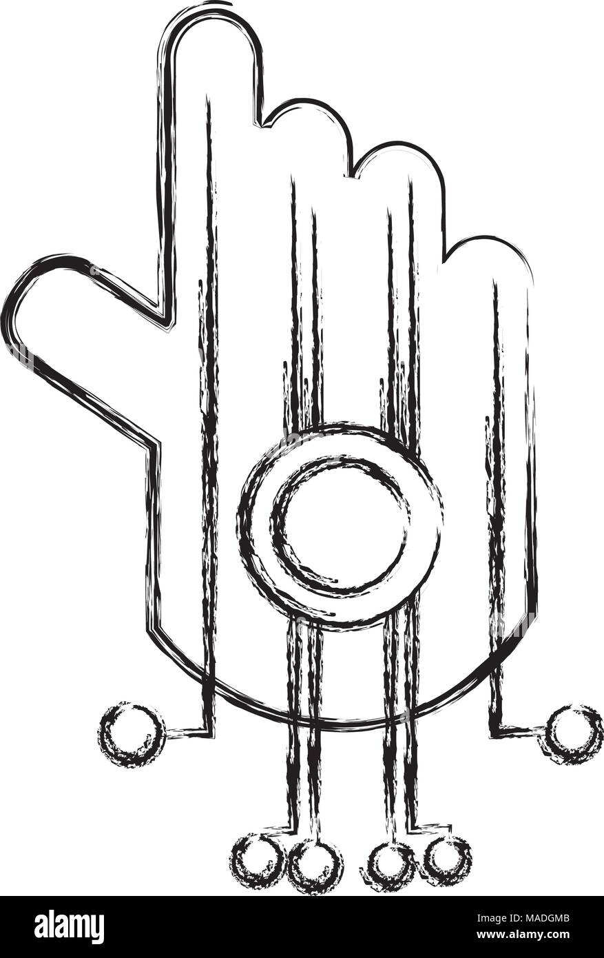 grunge robot hand circuits to robotic technology vector illustration ...