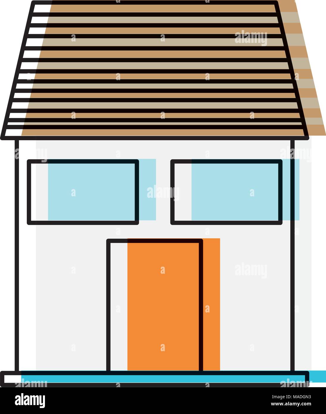 moved color house residense with windows and door design vector ...