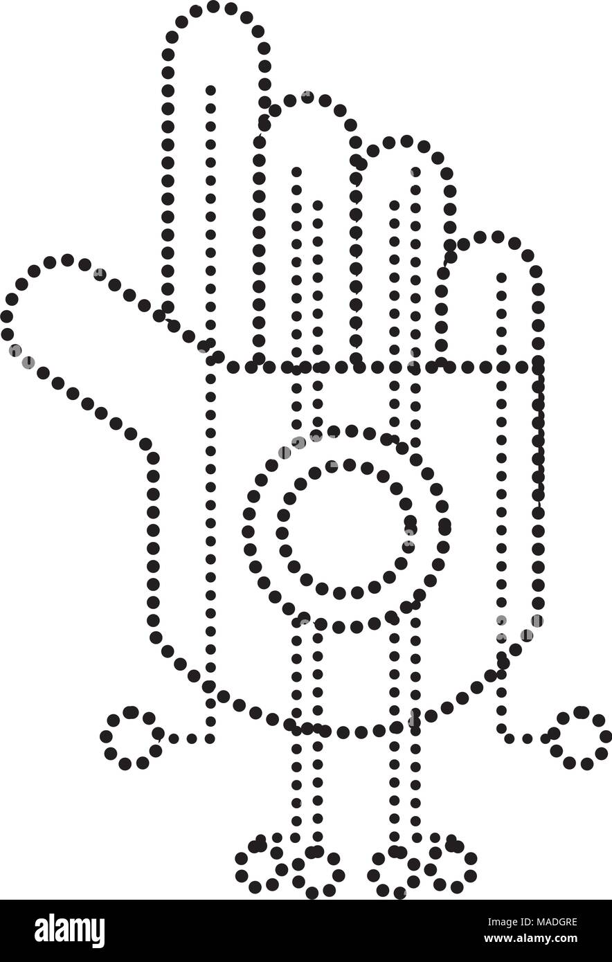 dotted shape robot hand circuits to robotic technology vector ...