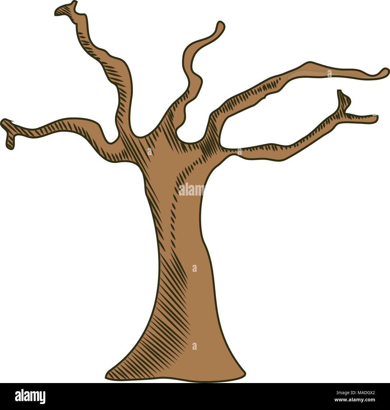 nature desert dry tree with branches vector illustration Stock Vector ...