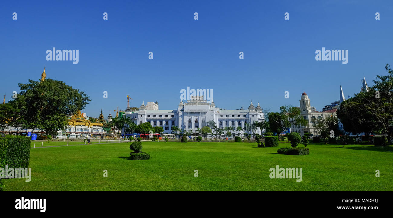 Yangon, Myanmar - Oct 15, 2015. View of City Hall in Yangon, Myanmar ...