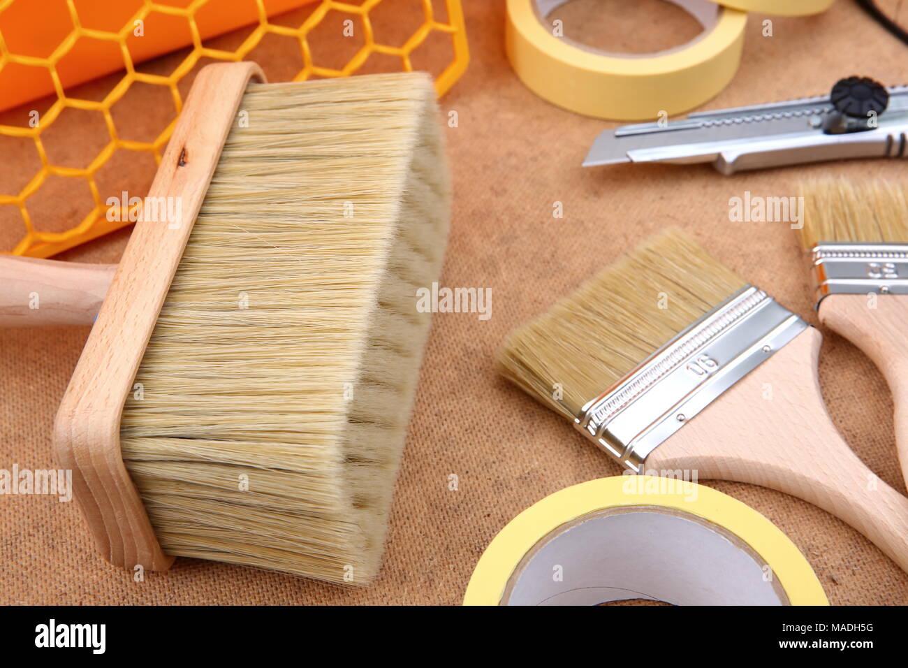 A collection of painting tools ready for use for hobbyist and ...