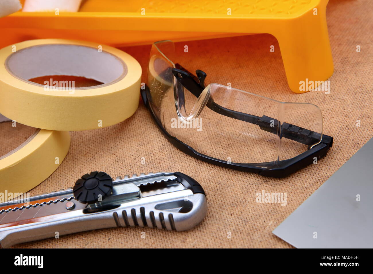 A collection of painting tools ready for use for hobbyist and ...