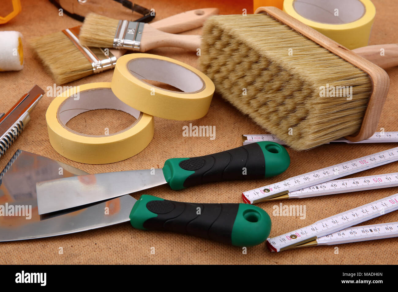 A collection of painting tools ready for use for hobbyist and ...