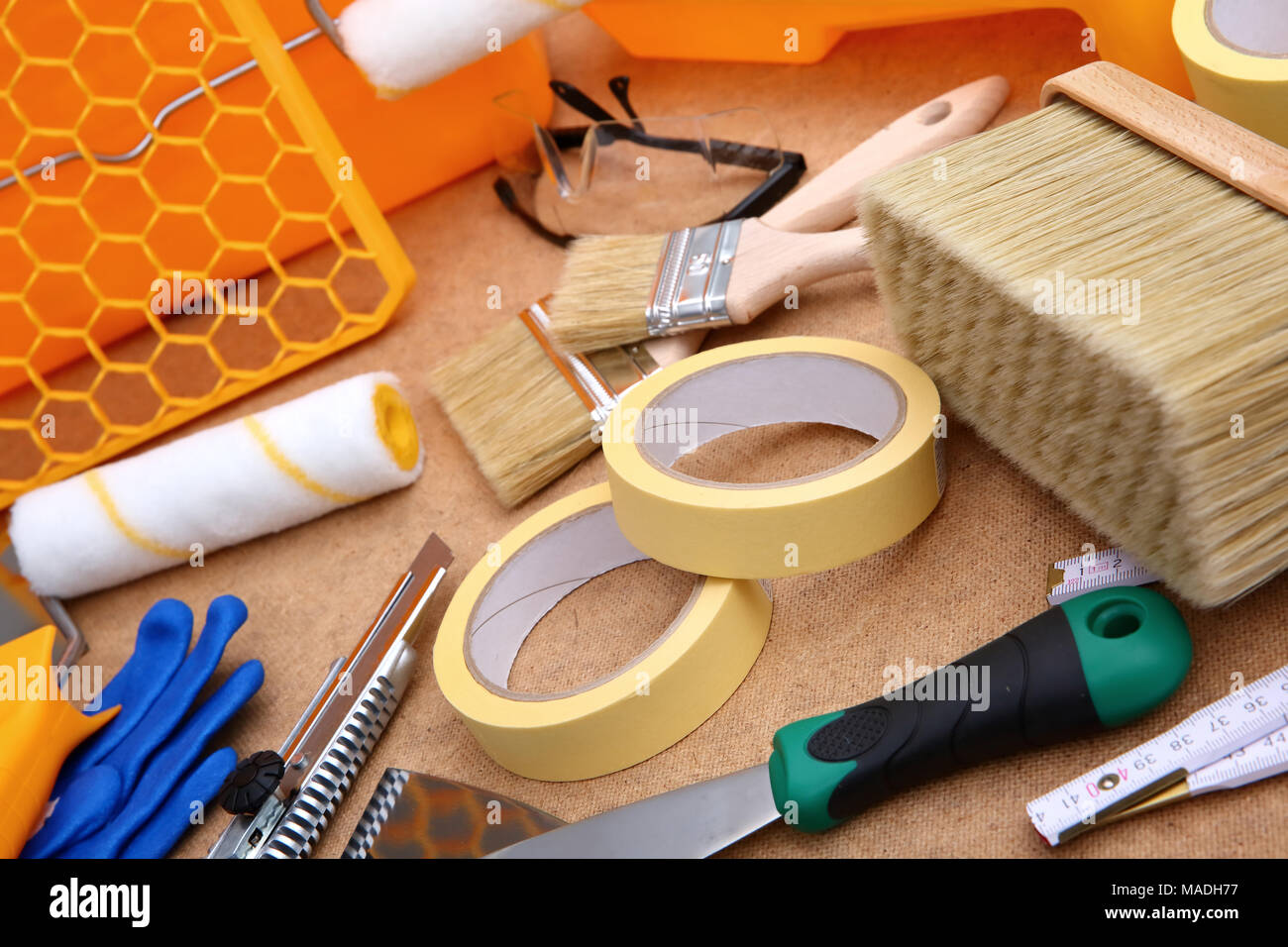 A collection of painting tools ready for use for hobbyist and ...