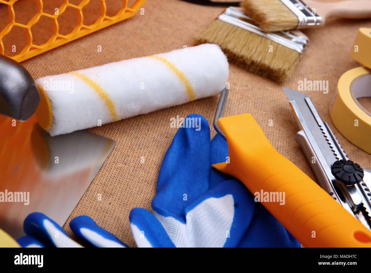 A collection of painting tools ready for use for hobbyist and ...