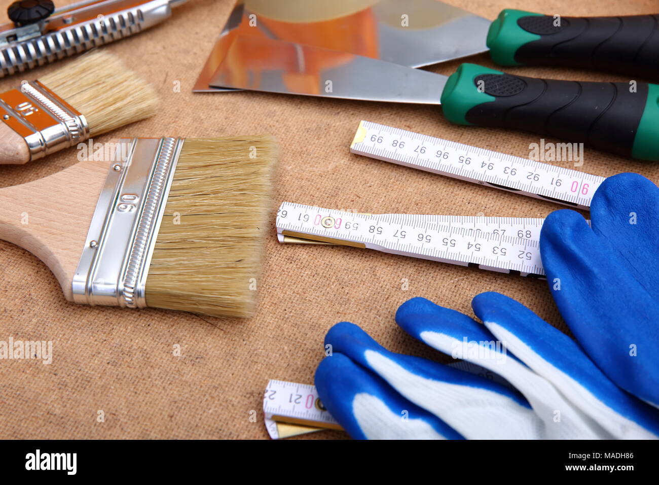 A collection of painting tools ready for use for hobbyist and ...