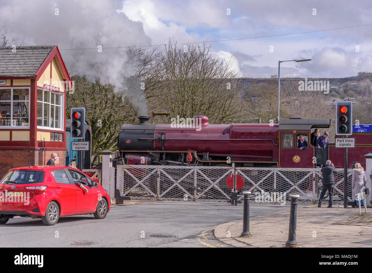 The East Lancashire Railway level crossing in Ramsbottom. The Crab ...