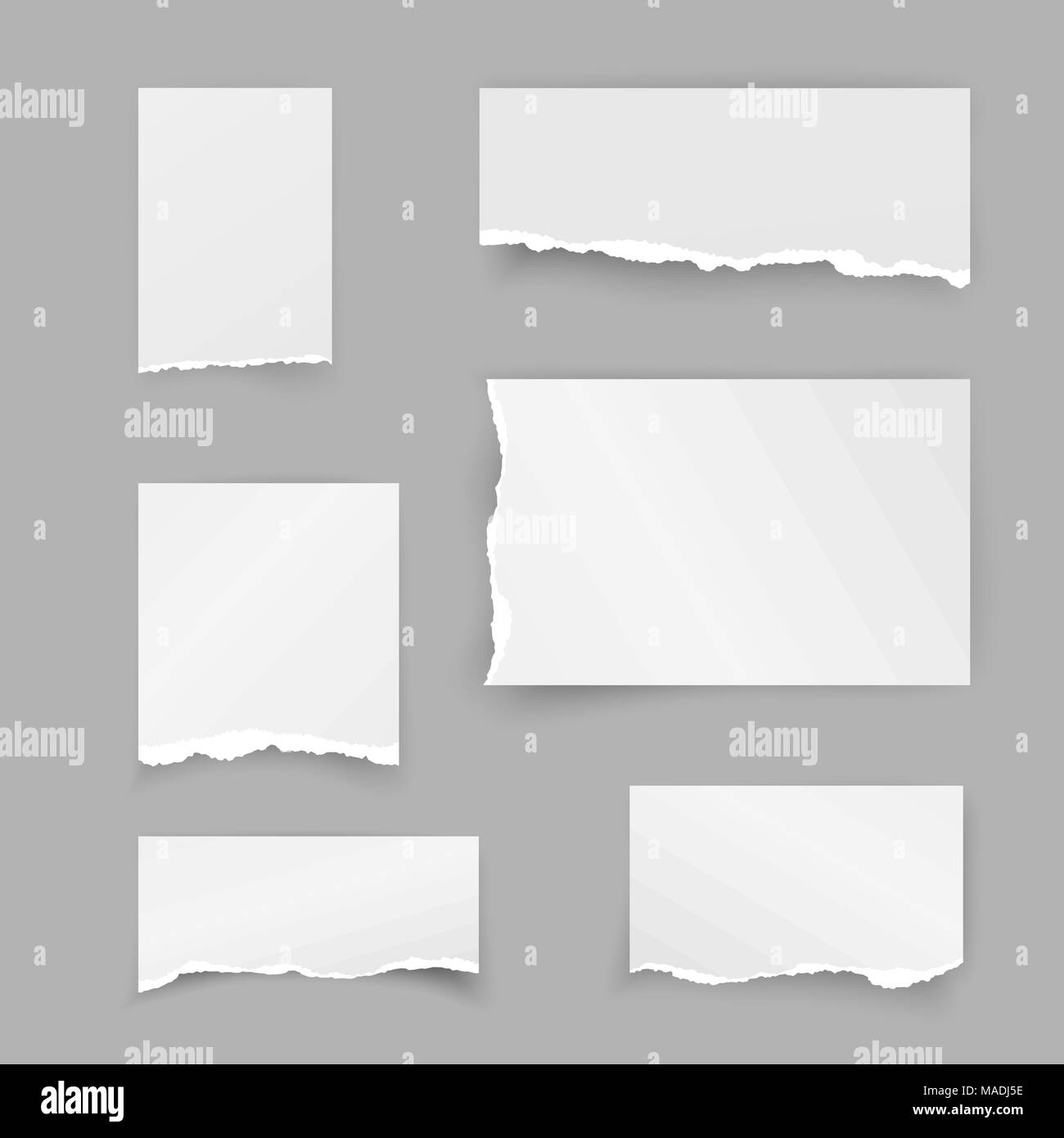 Set of torn paper pieces. Scrap paper. Object strip with shadow ...