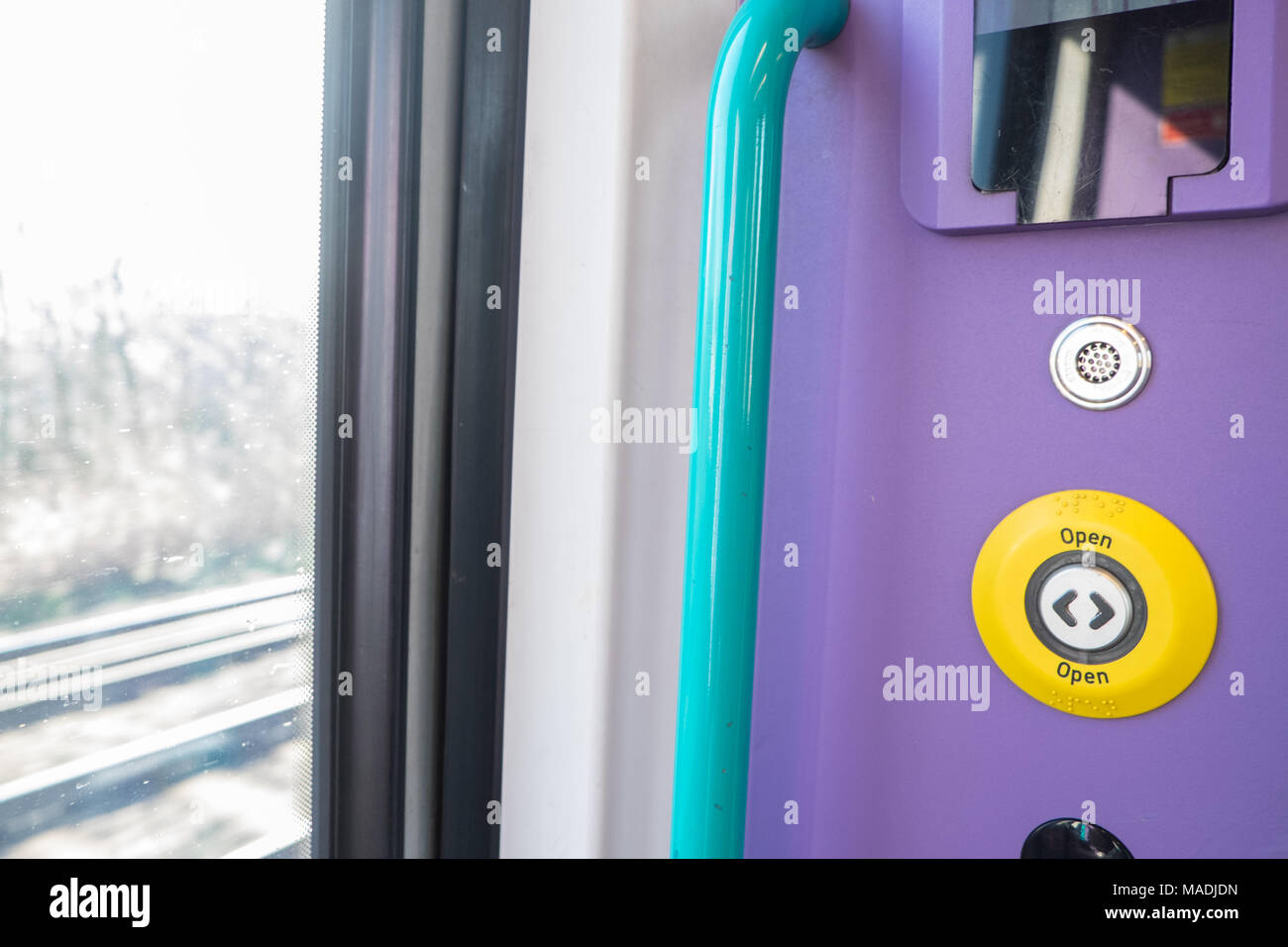 Train door button hi-res stock photography and images - Alamy