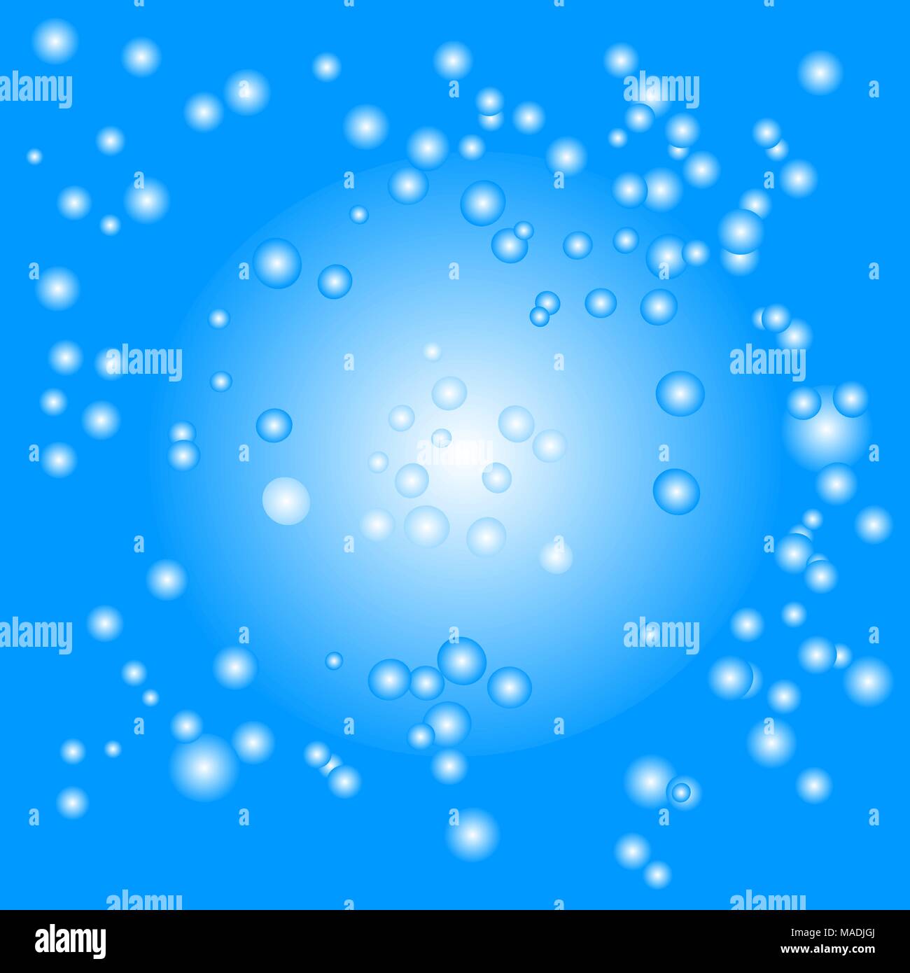 Abstract pattern of blue colored bubbles in various sizes flying in ...