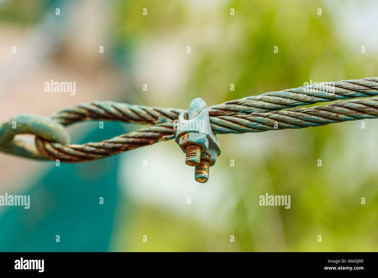 rusty shackle connect the sling in nature background Stock Photo - Alamy