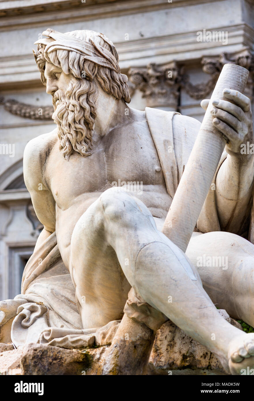 Statue of river God Ganges on Fontana dei Quattro Fiumi (Fountain of ...