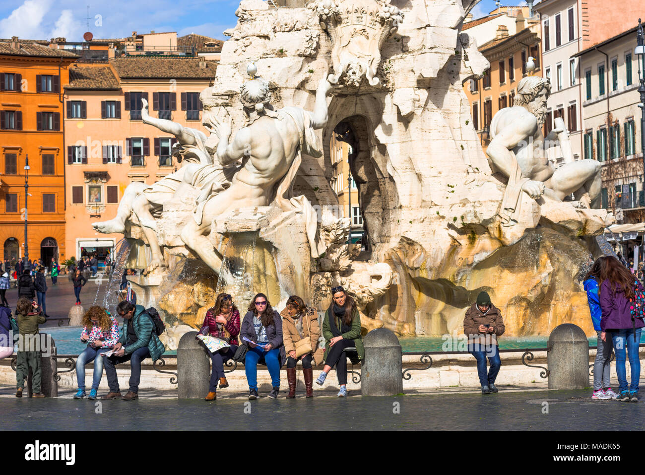 Statue of river God Ganges on Fontana dei Quattro Fiumi (Fountain of ...