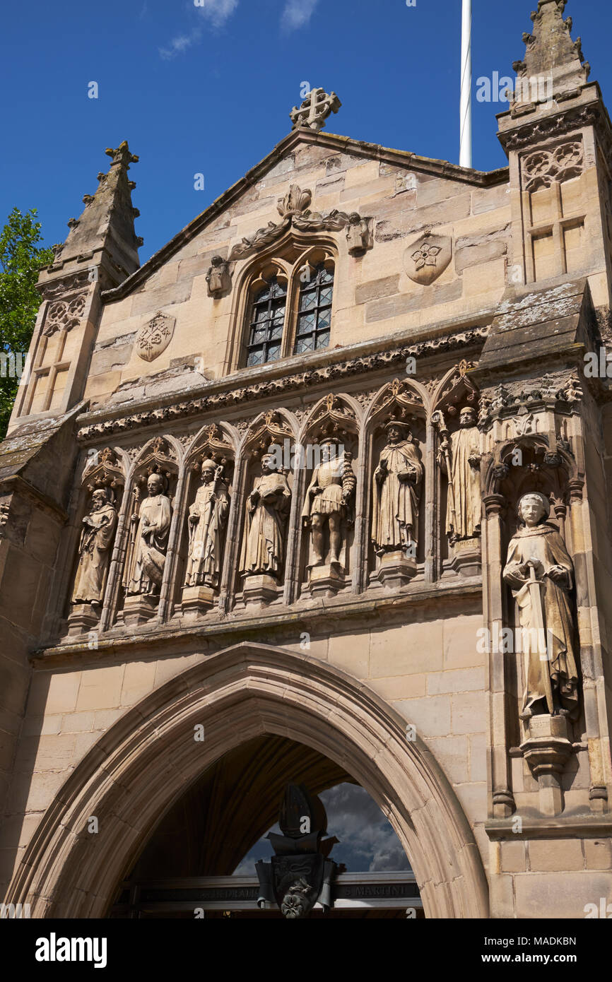 Carved statues above the entrance to the Cathedral Church of St Martin ...