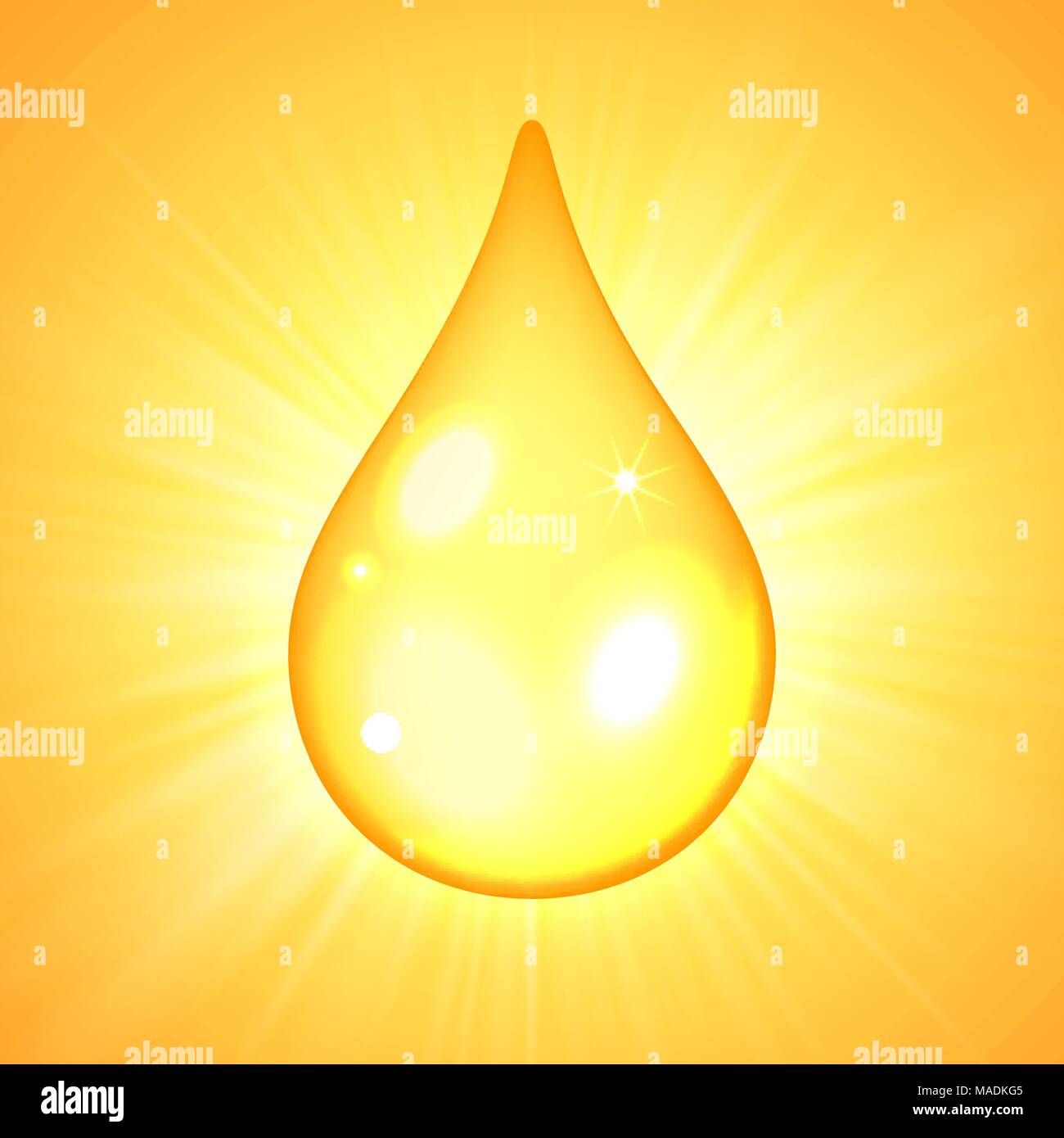 Vector oil drop on the yellow sunburst background Stock Vector Image ...