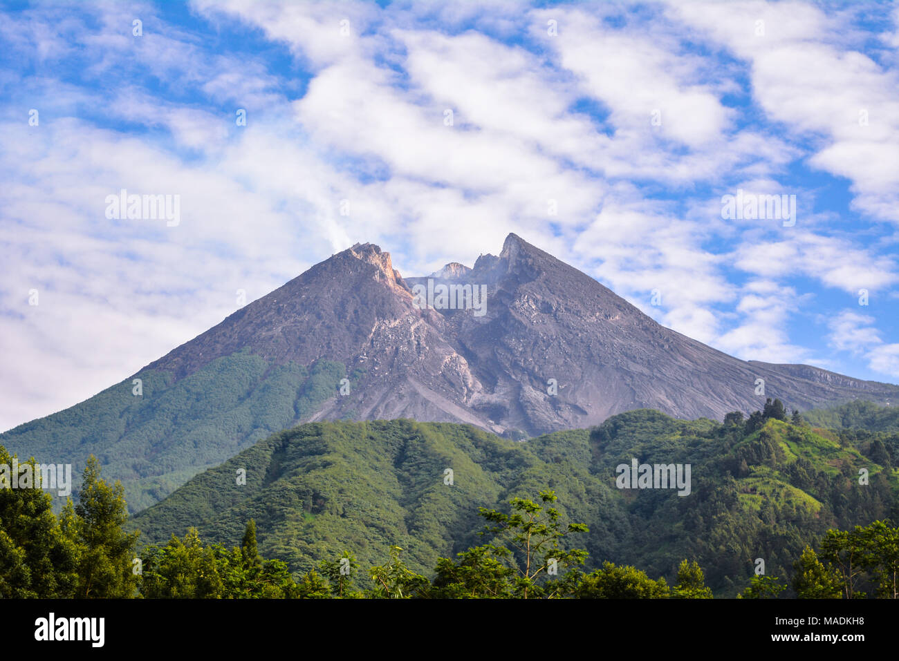 Panorama of the beauty of merapi volcano in Indonesia Stock Photo - Alamy