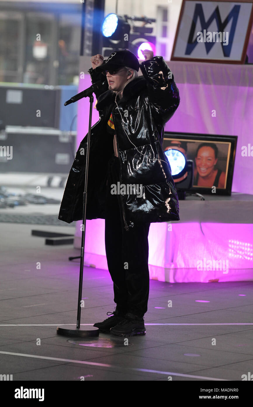 21/03/18: Anne-Marie Singer-songwriter performs outside the BBC Studios ...