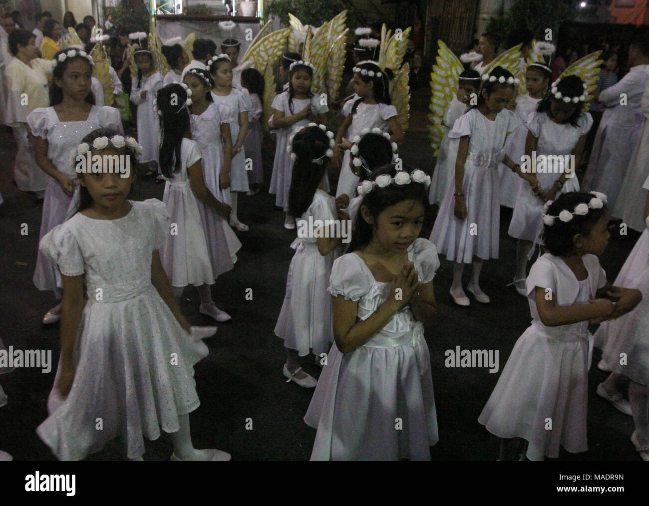 Paranaque, Philippines. 31st Mar, 2018. Little girls dressed as angels ...