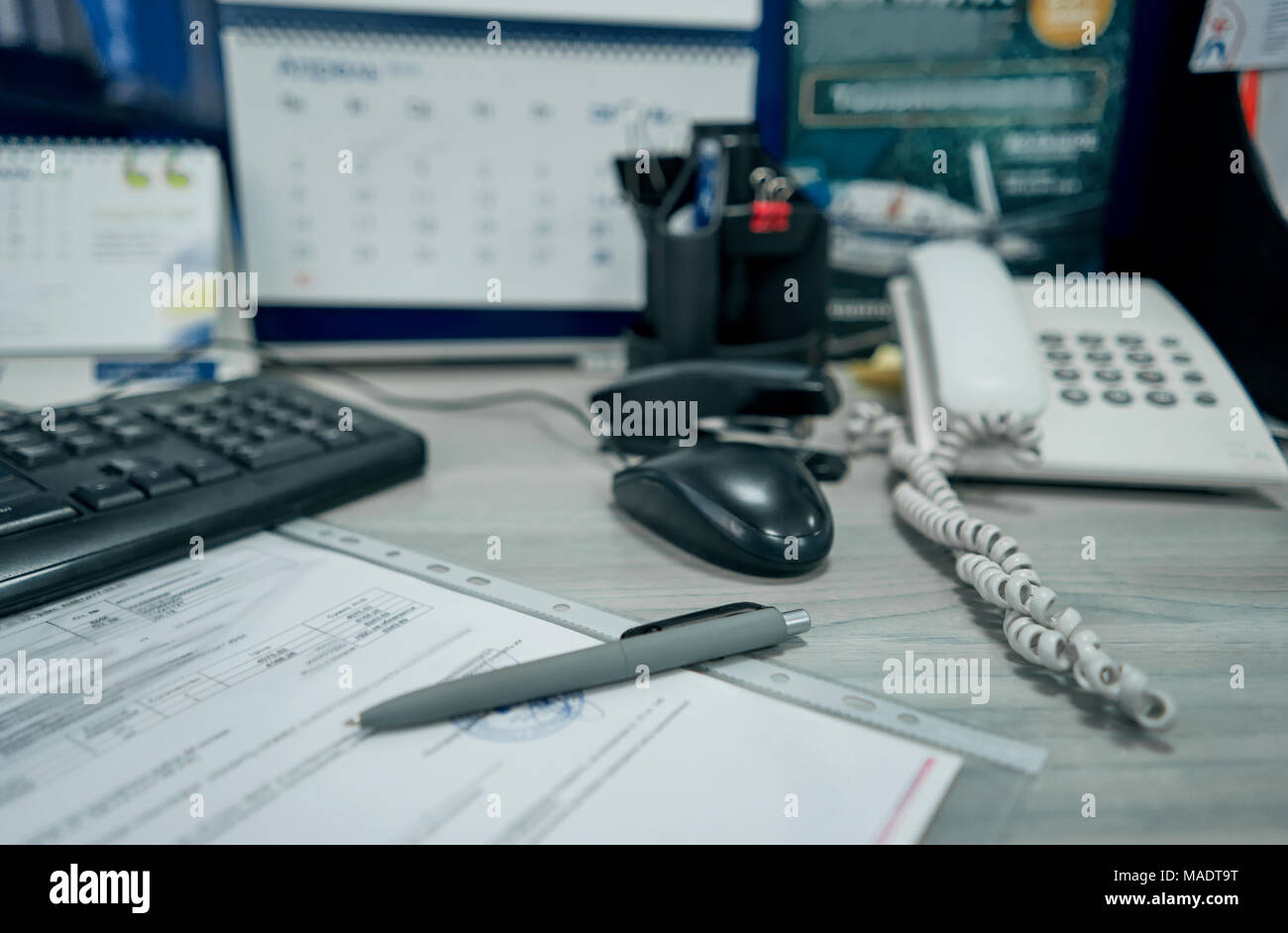 simple workplace in the office Stock Photo - Alamy