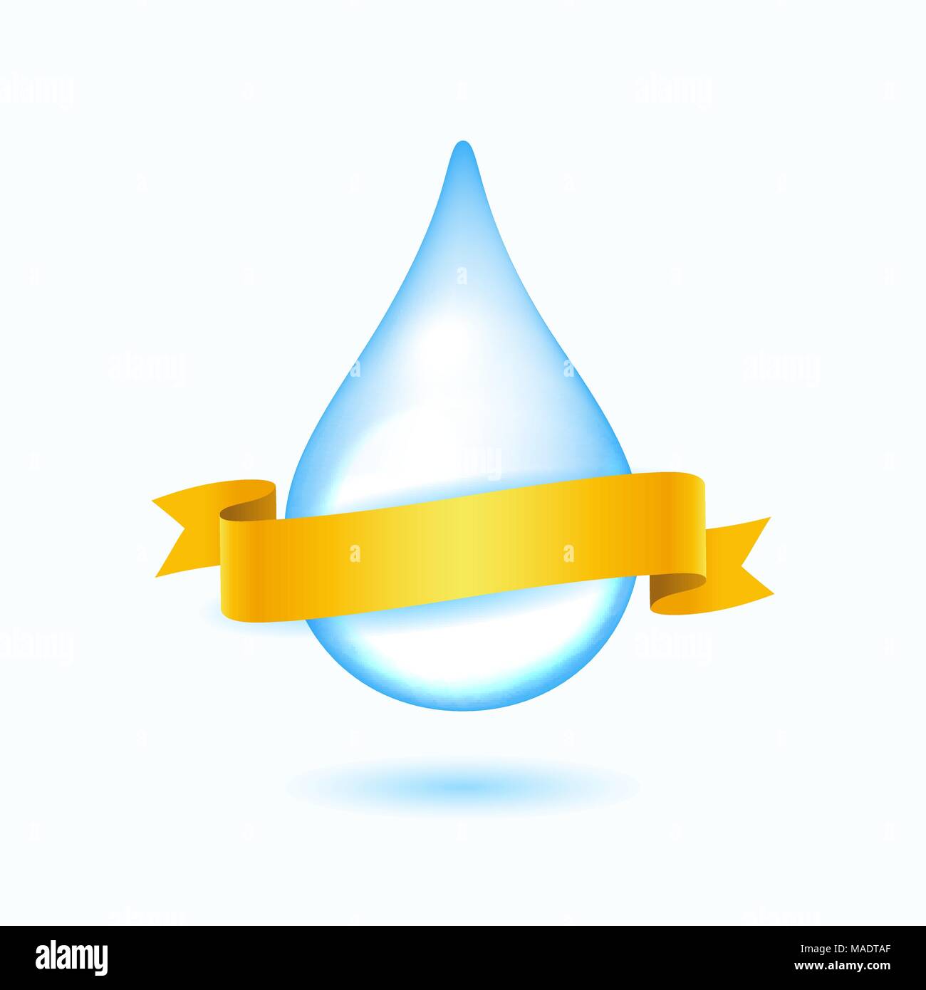 Vector water drop with yellow ribbon on white background Stock Vector ...