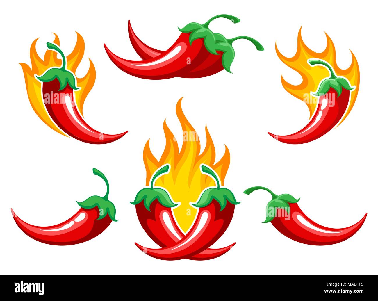 Chili pepper on fire. Closeup burned cayenne pepper for spicy food ...