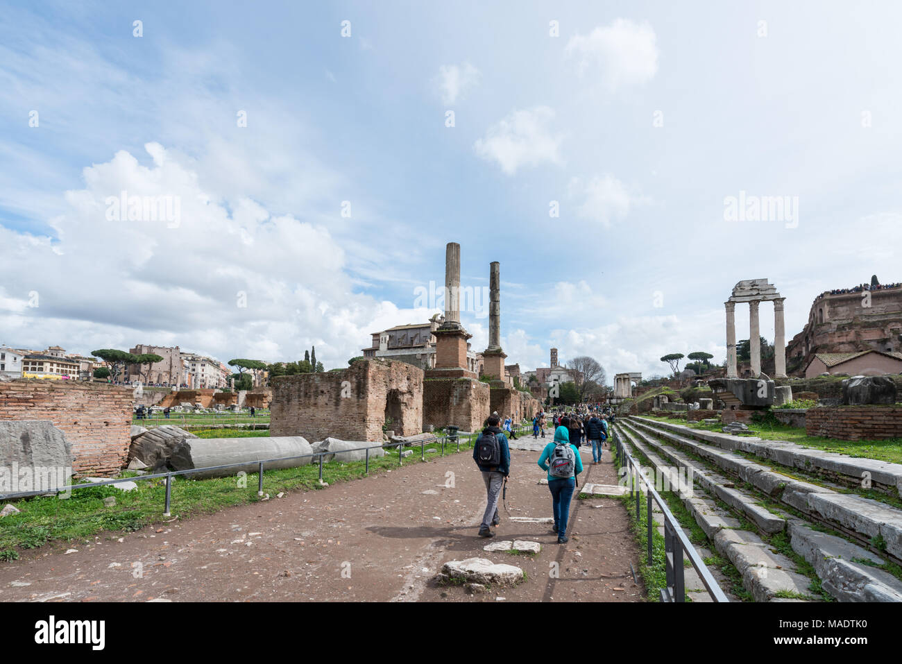 ROME, ITALY, MARCH 07, 2018: Horizontal picture of tourists walking in ...