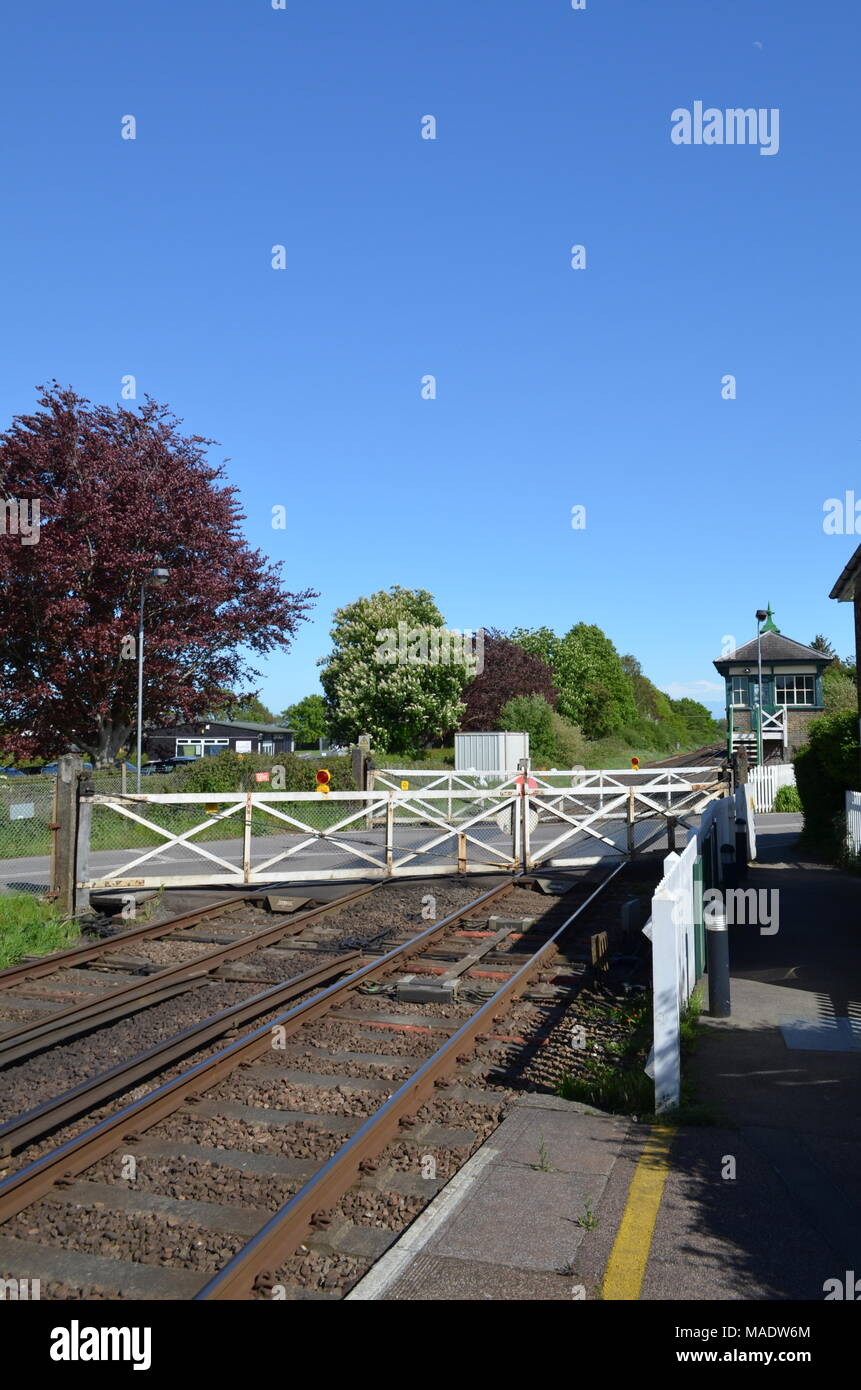 Traditional gated rail crossing hi-res stock photography and images - Alamy