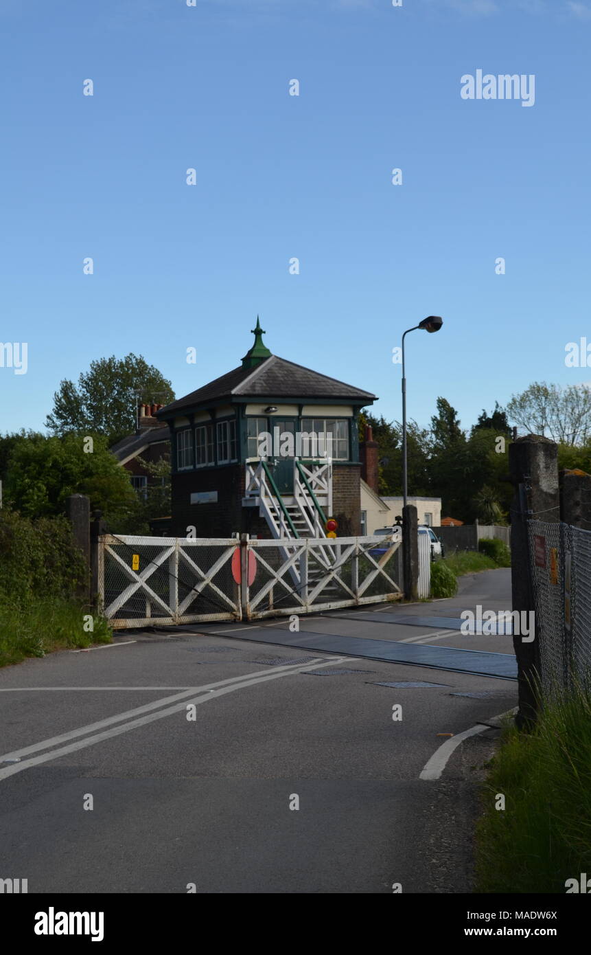 Traditional gated rail crossing hi-res stock photography and images - Alamy